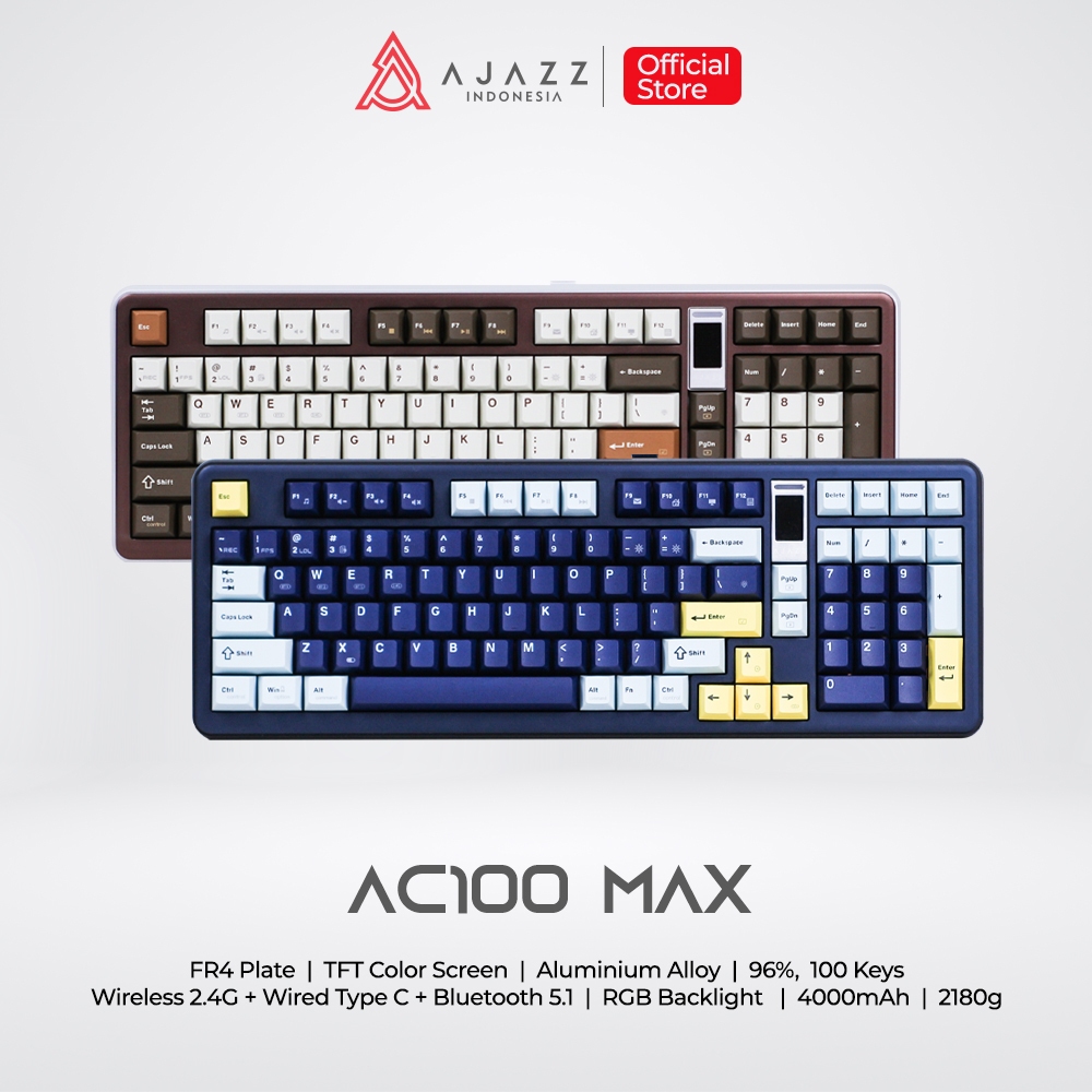 Jual Ajazz AC100 MAX 96% Layout Aluminium CNC Mechanical Keyboard Three ...