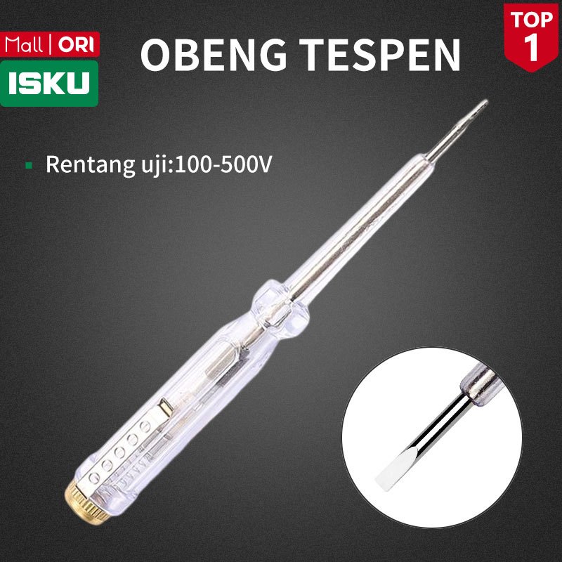 Jual ISKU Obeng Tespen 100-500 VAC 14cm Tester Tegangan Listrik Obeng ...