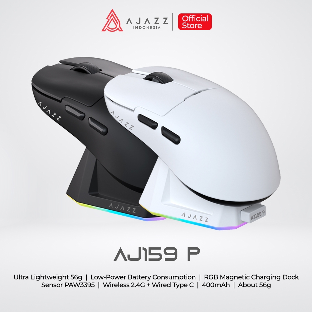 Jual Ajazz AJ159 P Gaming Mouse Dual Mode PAW3395 up to 26000 DPI with Magnetic Charging Dock ...