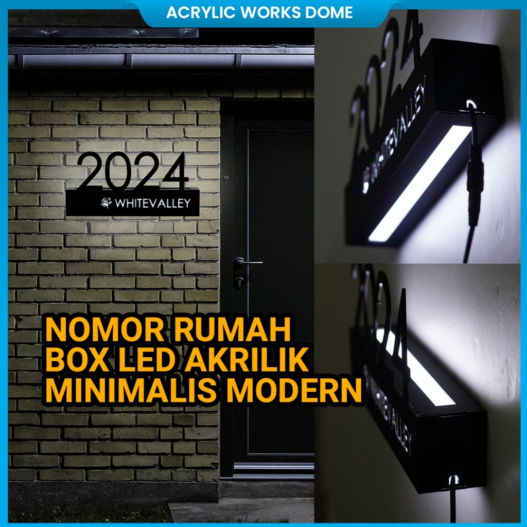 Jual Nomor Rumah Box LED Akrilik Minimalis Modern Outdoor | Shopee ...