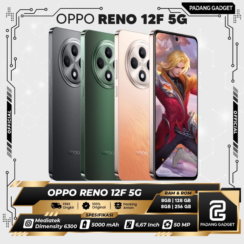 Jual OPPO Reno 12F 5G Ram 12/512 GB 12/256 GB New Original Layar Amoled 120Hz Garansi Resmi ...