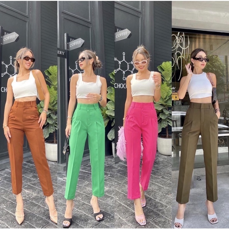 Jual [Import BKK] 070 PROMTHONG High Waist Pants Belt Celana Panjang ...