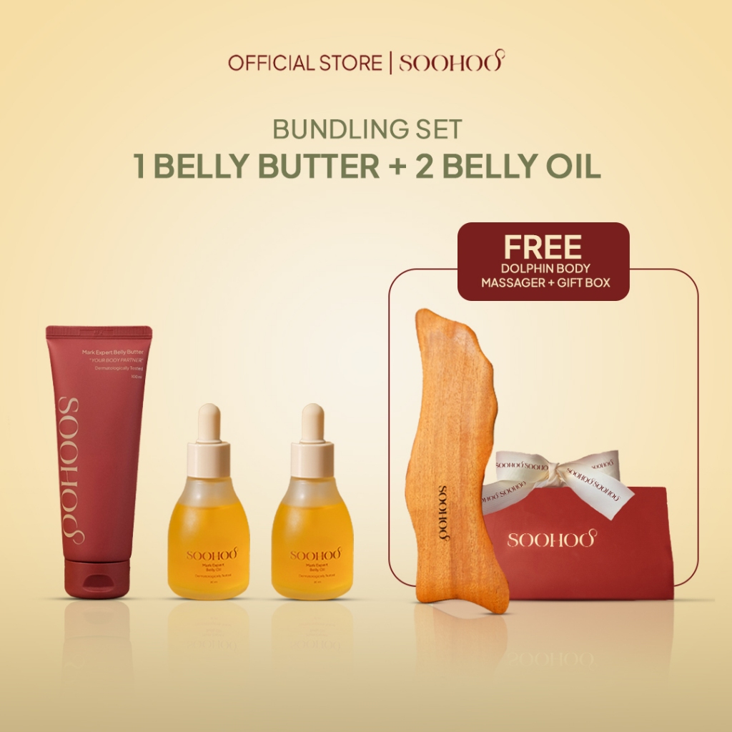 Jual SOOHOO Bundling 5 (2pcs Belly Oil + 1pc Belly Butter Get 1pc Free ...