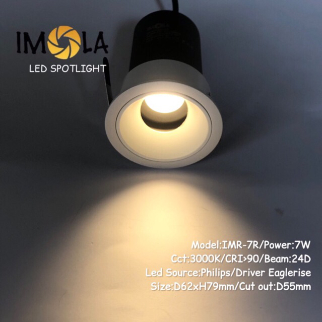 Jual lampu downlight spotlight led 7 wat recessed/imola lampu led spot ...