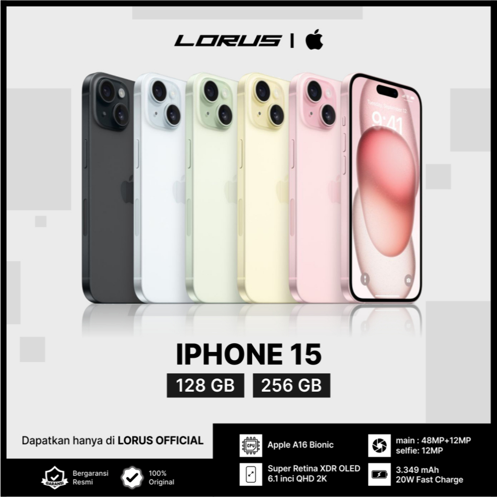Jual Apple iPhone 15 | 128GB 256GB 512GB | Apple A16 Bionic, Layar OLED ...