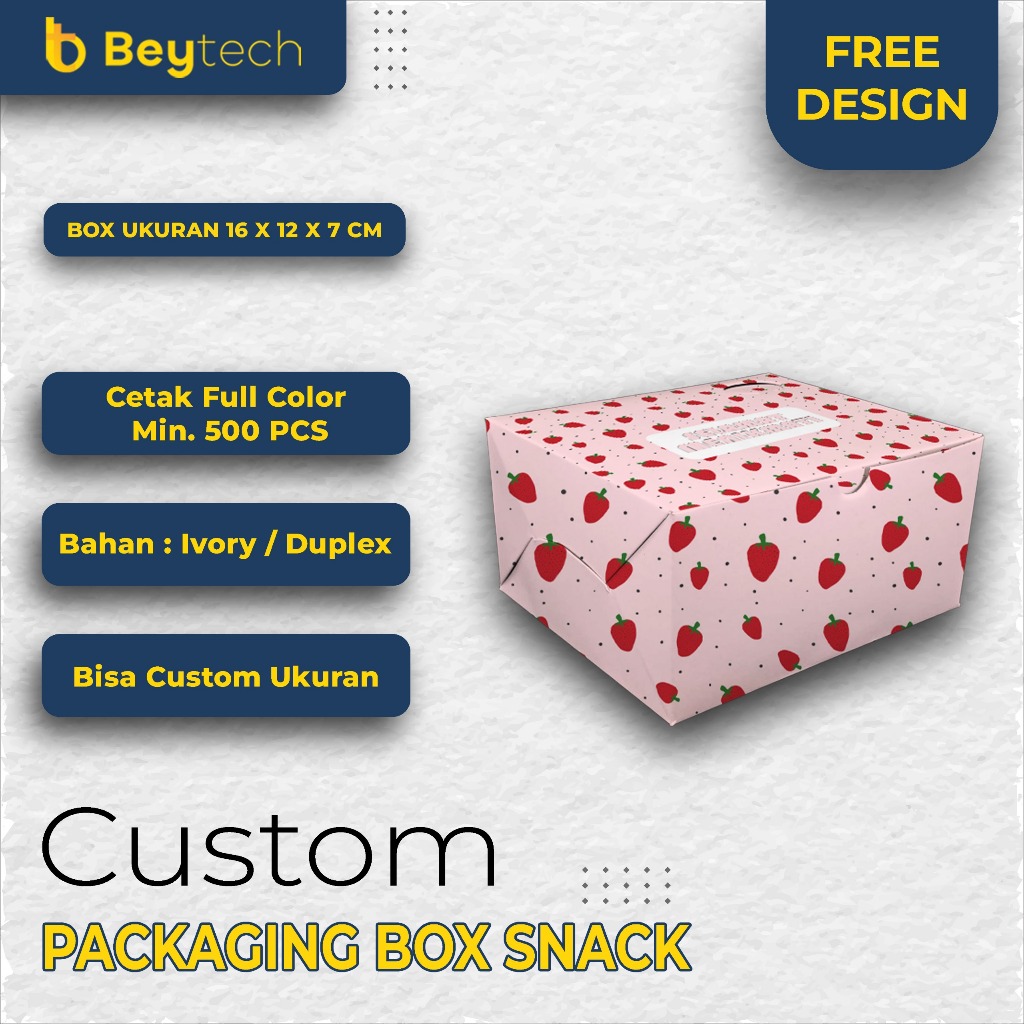 Jual Custom Box Kotak Snack Dus catering 16x12x7 cm Full Color | Shopee ...