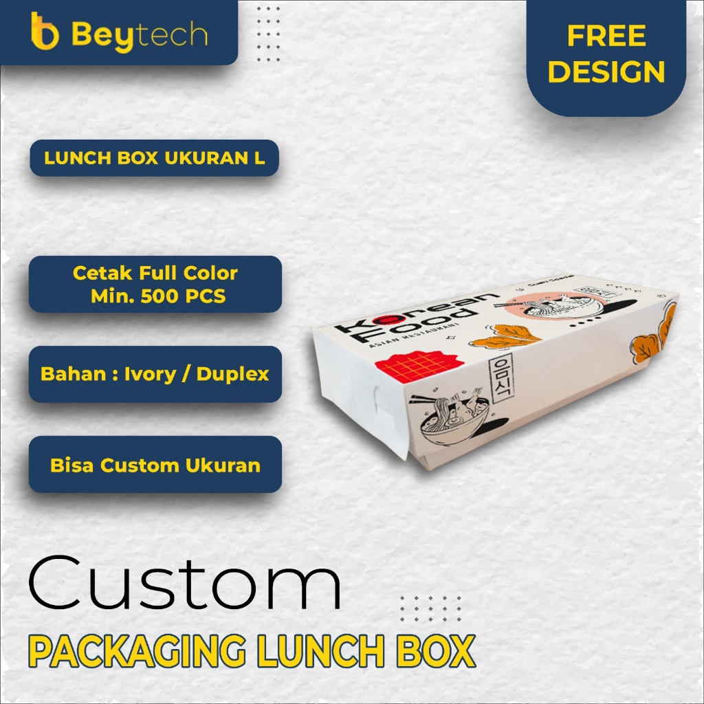 Jual Custom Print Cetak Paper Lunch Box Size L Food Grade Full Print ...