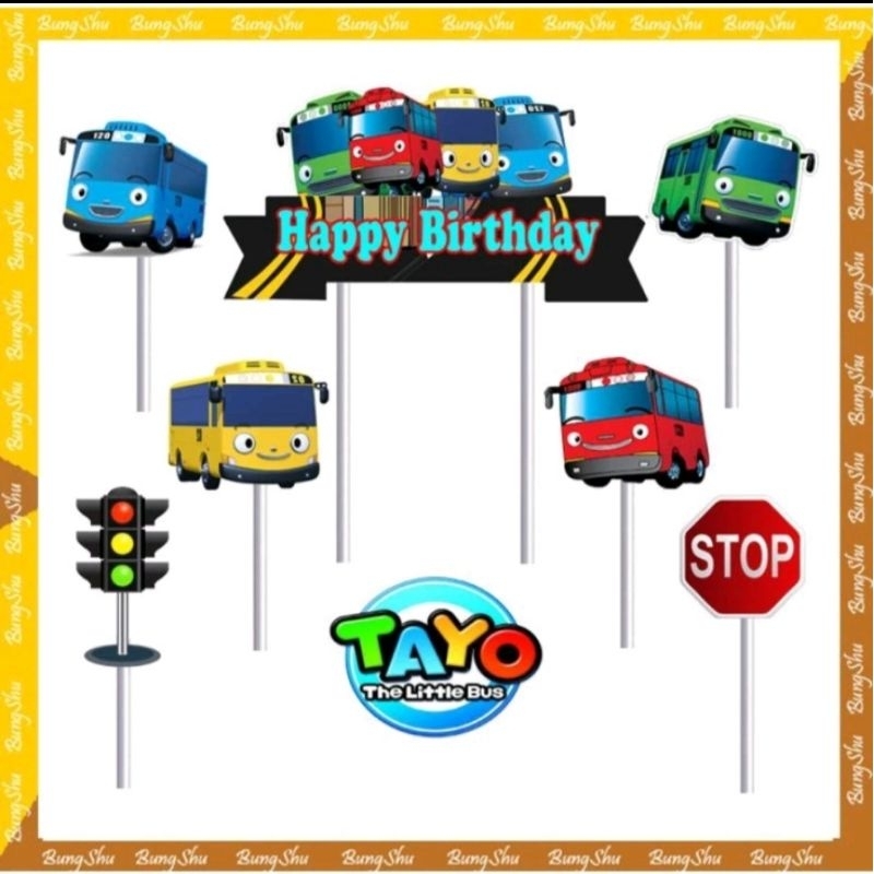 Jual topper tayo,topper cake,topper happy birthday,topper karakter tayo | Shopee Indonesia