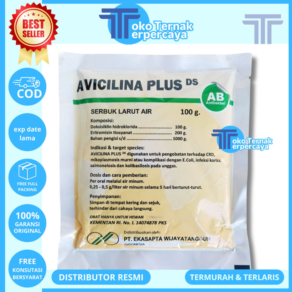 Jual AVICILINA PLUS DS 100 GRAM - Obat CRD Korisa Snot Pilek Ngorok ...