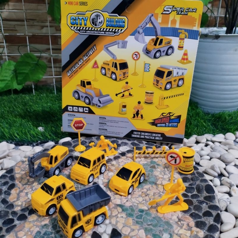 Jual diecast set truk kontruksi beko anak edukatif - miniatur set truk ...