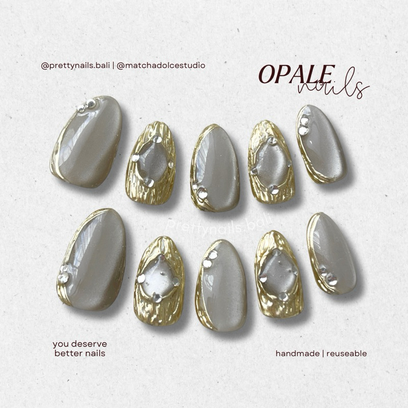Jual Press On Nails Opale Nails | Kuku palsu wedding nails 10pcs ...