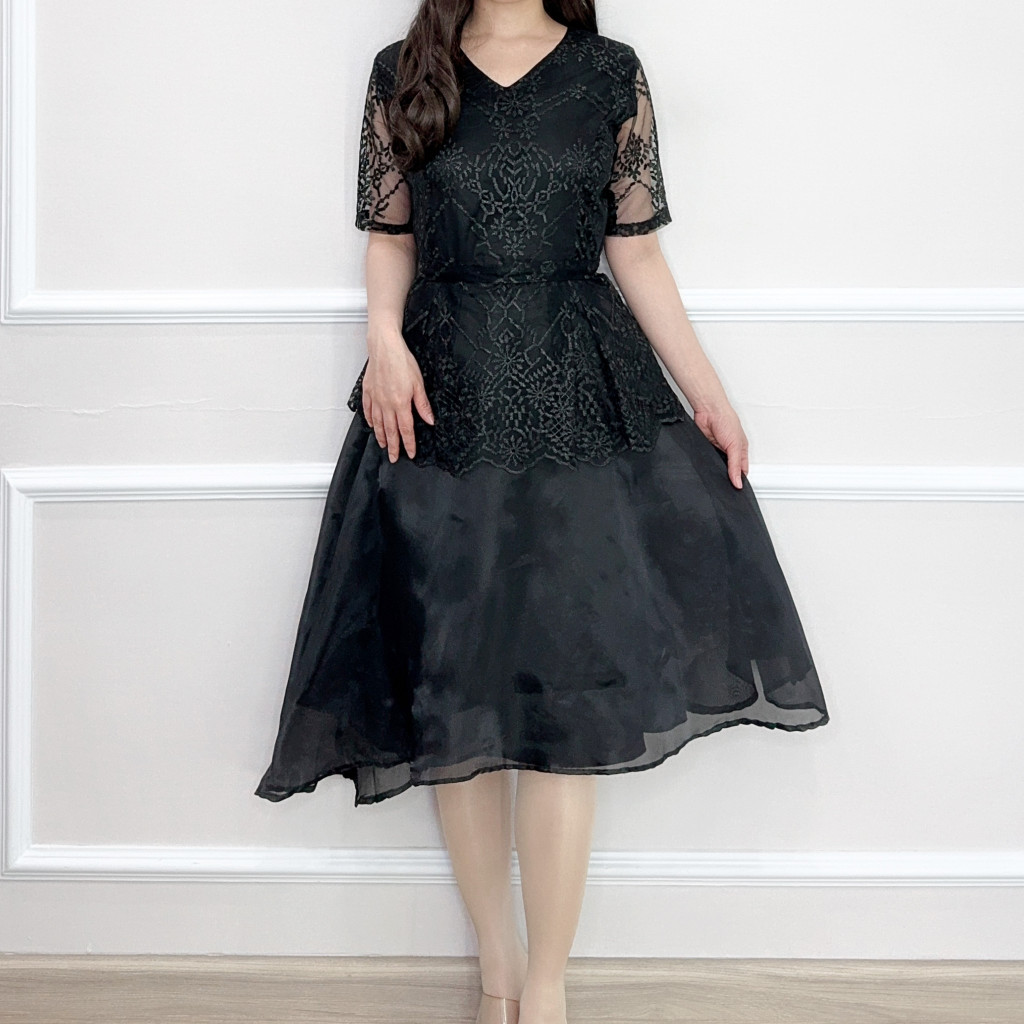 Jual Silvervogue - SV 5955 - Anita Dress | Gaun Lace + Organza Midi ...