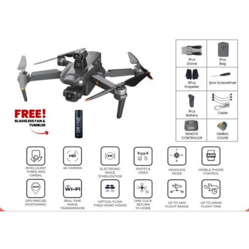 Jual DRONE ROX X9 PRO GPS 3-AXIS GIMBAL 6 KM CAMERA 4K RC QUADCOPTER | Shopee Indonesia