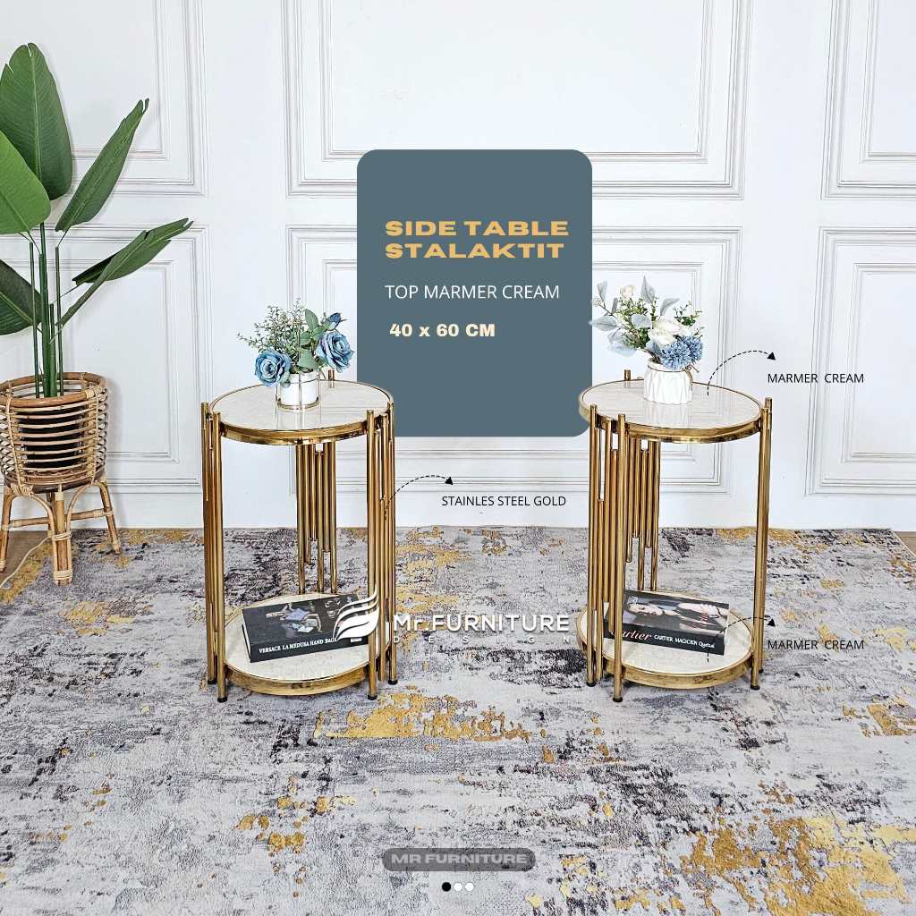 Jual side table stalaktit gold stainles top marmer krem | Shopee Indonesia