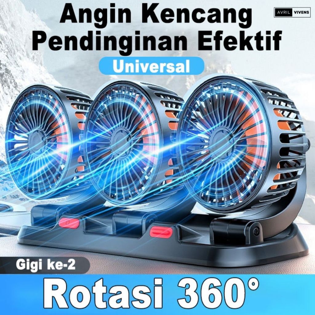 Jual [AVV] Kipas Angin Mobil 3 Kepala 12/24V Kipas Pendingin Truck USB ...
