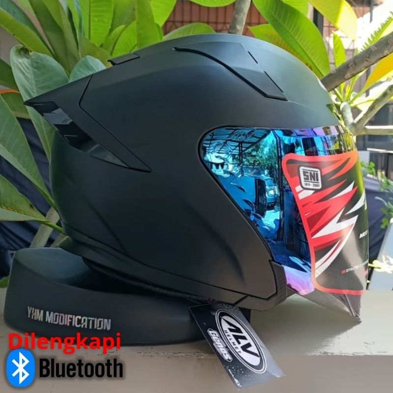 Jual HELM ALV GENOS VERSI BLUETOOTH WARNA HITAM DOFF | Shopee Indonesia