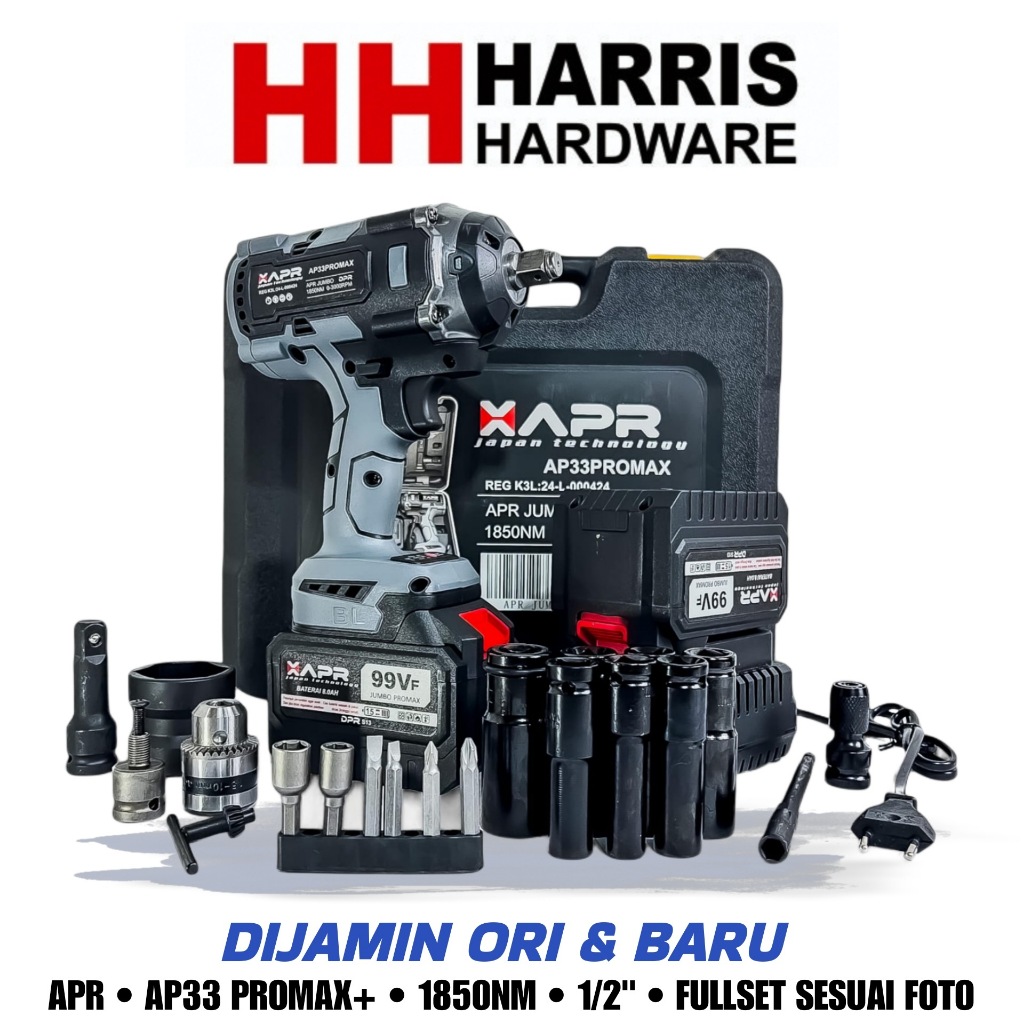 Jual impact wrench APR jumbo AP33 promax+ 1850nm 12inch 2baterai ...
