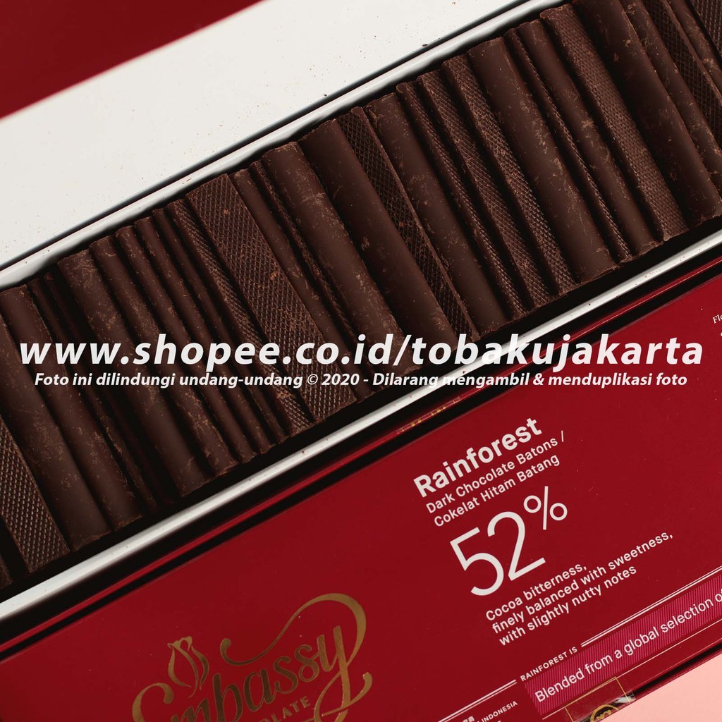 Jual Embassy Chocolate - Rainforest 250gr Repack Dark Chocolate Baton ...