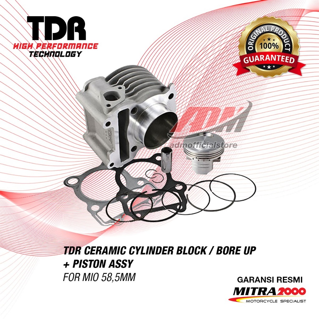 Jual TDR Ceramic Cylinder Block / Bore Up + Piston Assy for Mio 58,5MM ...