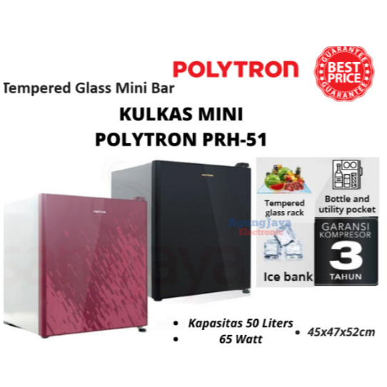 Jual Polytron Kulkas Portable Mini 50L Mini Bar PRH 51 Tempered Glass Door | Shopee Indonesia