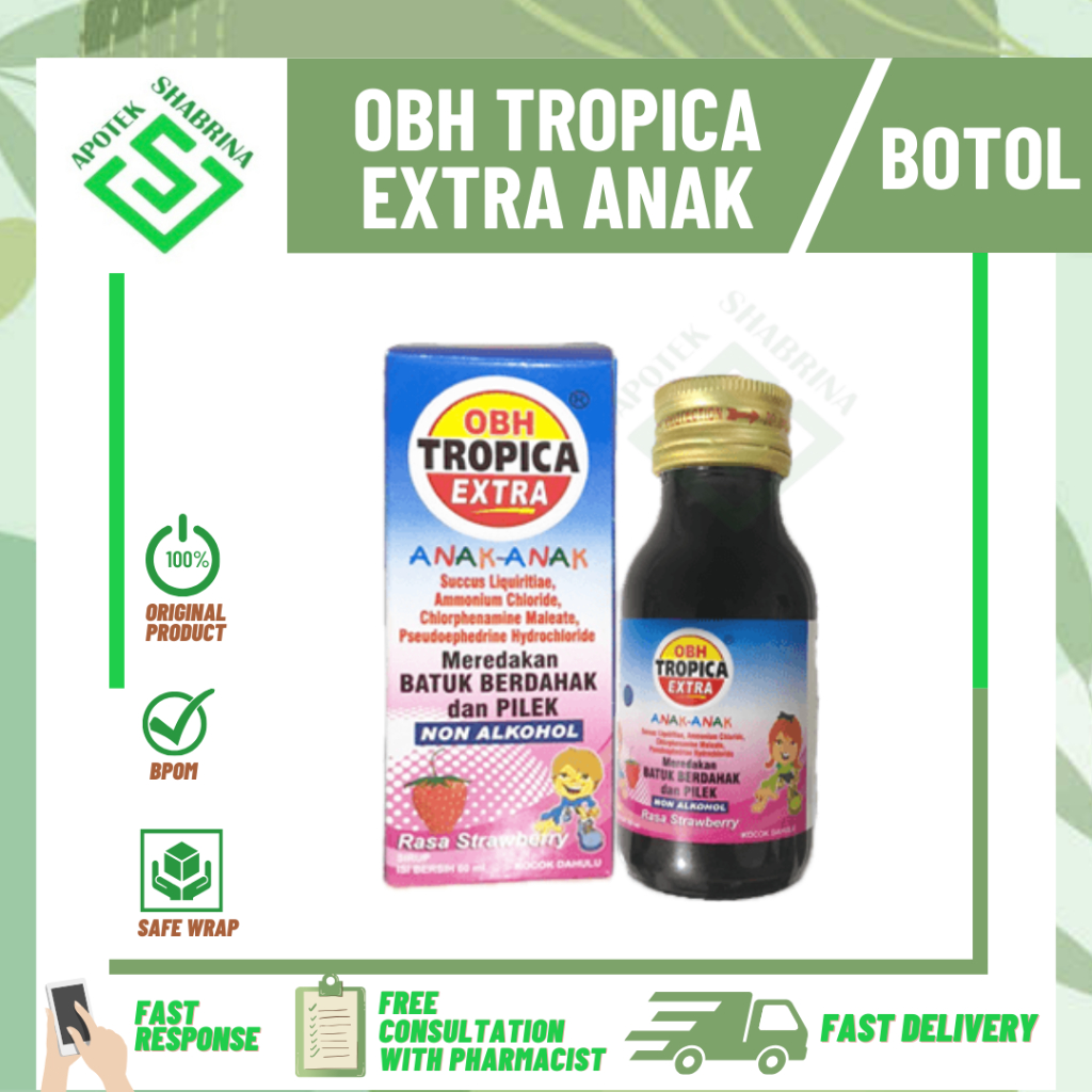 Jual Obh Tropica Extra Anak Straw Sirup 60ml (per Botol) / OBAT BATUK ...