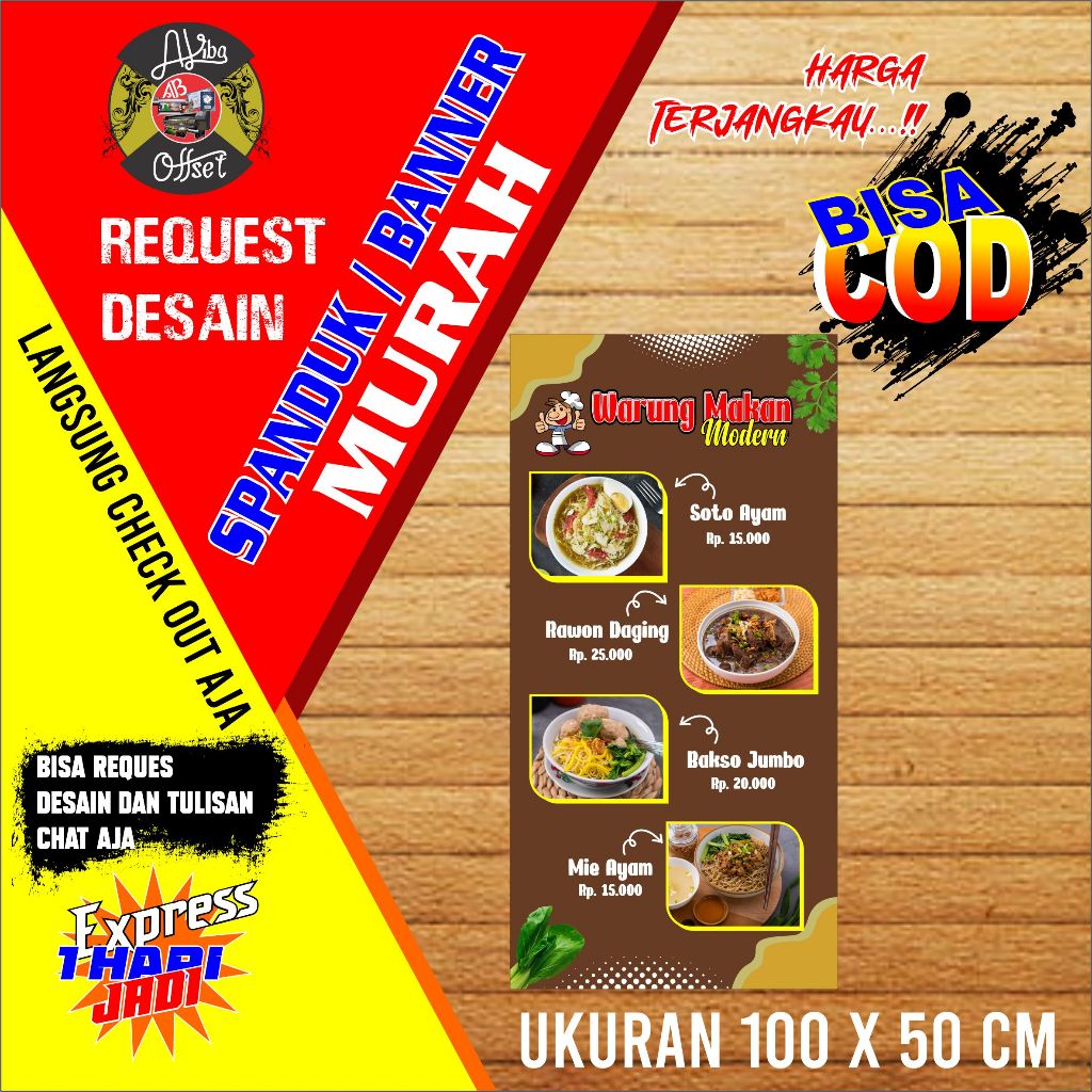 Jual BANNER SPANDUK WARUNG MAKAN MODERN UKURAN 50X100CM | Shopee Indonesia