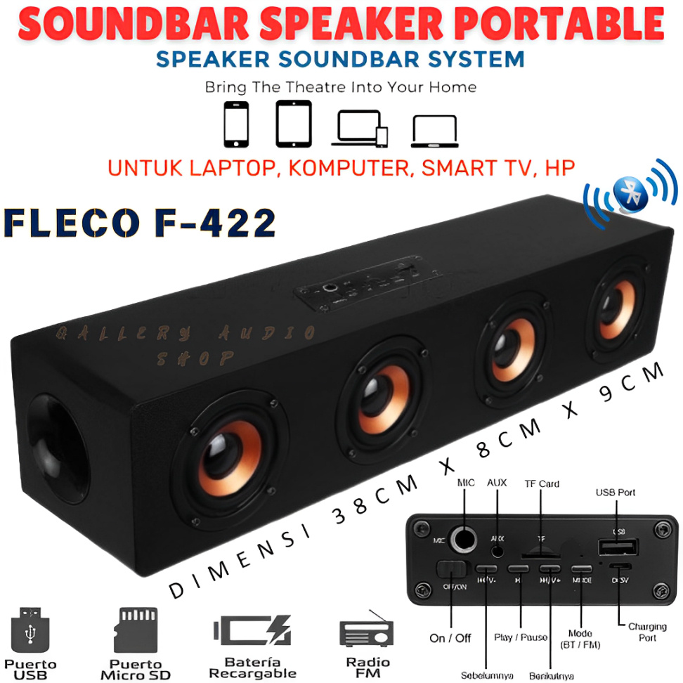 Jual Speaker Soundbar Portable Fleco F-422 Radio/Mp3/Usb Suara Extra ...