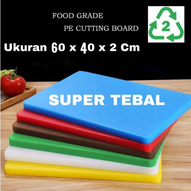 Jual Talenan cutting board plastik PUTIH HDPE 60 x 40 x 2 Cm tebal FOOD ...