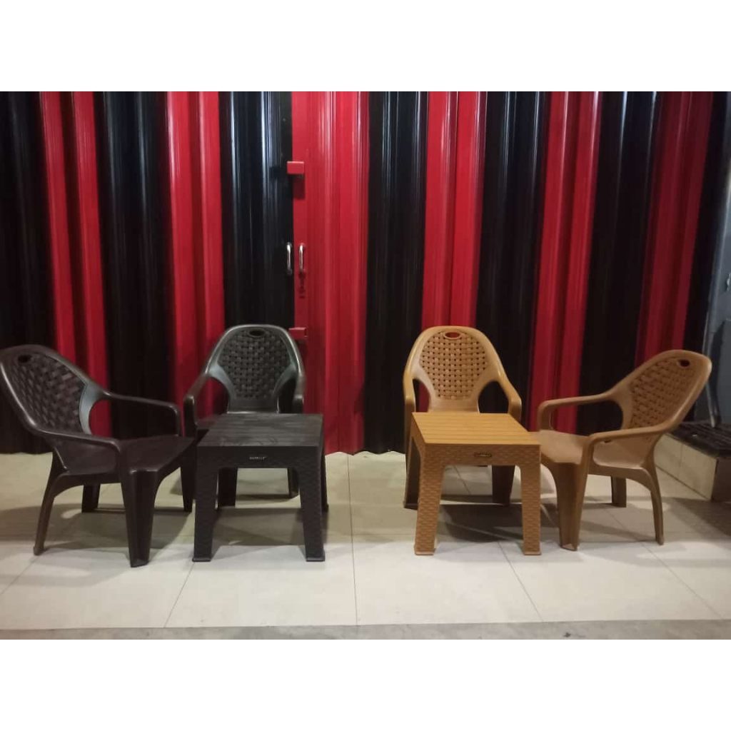 Jual 1 Set 2 Kursi Pangeran Napolly Kursi Sender Plastik Tangan + Meja ...