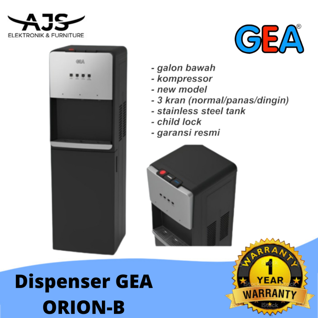 Jual Dispenser GEA ORION-B Galon Bawah Bottom Loading Hitam | Shopee Indonesia