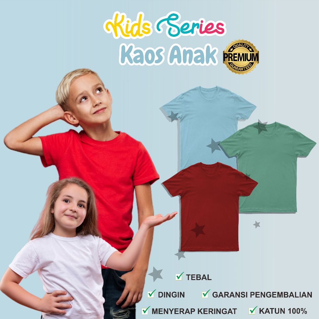Jual Mosha Kaos Polos ANAK lengan pendek unisex katun kombed 24s knitto ...