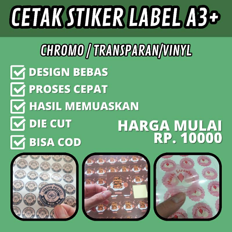 Jual Cetak stiker label A3+ | Stiker chromo/transparan/vinyl | Desain ...