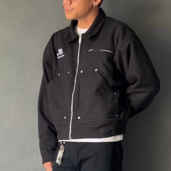 Jual Work Jacket Boxy Pria Black / Work Jacket Boxy Fit / Work Jacket ...
