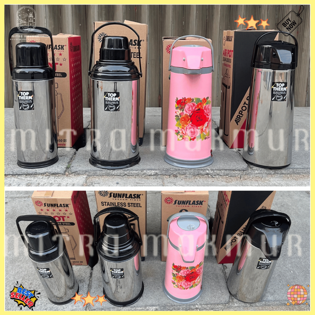 Jual SUNFLASK - THERMOS AIR PANAS POMPA 2 LITER 2,5 LITER TERMOS VACUM FLASK PUMP THERMOS PENCET ...