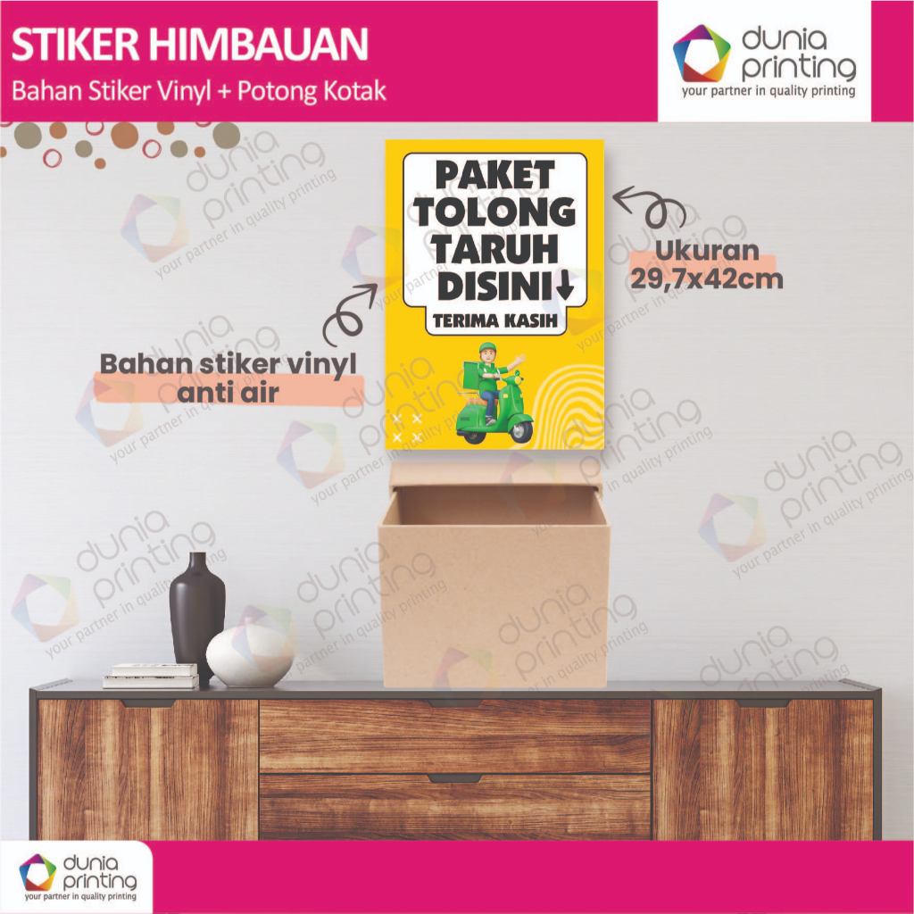 Jual Cetak stiker himbauan paket taruh disini | stiker paket makanan ...