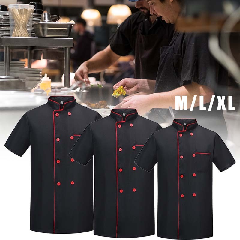 Jual Baju Koki Hitam Chef Jacket Unisex Baju Chef Pria Baju Kitchen ...