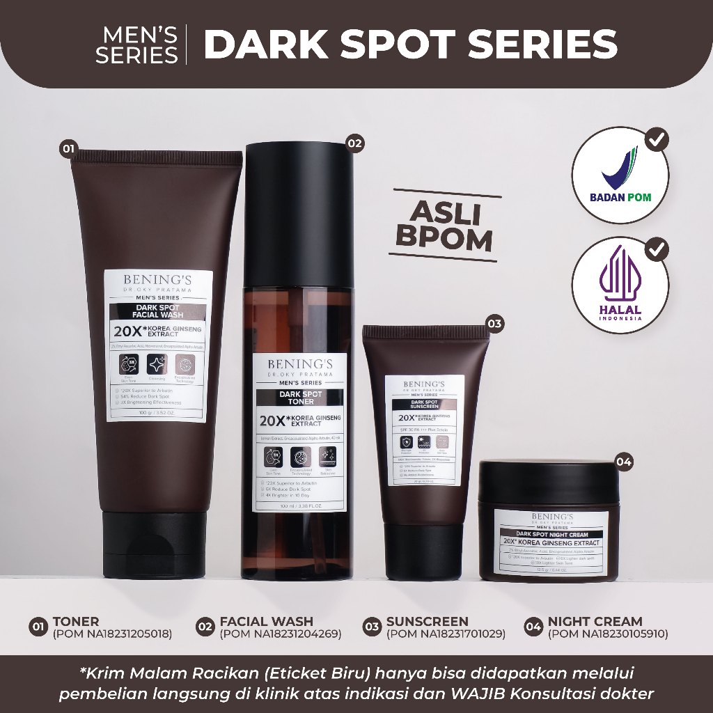 Jual Bening's Dark Spot Skincare Men's Series Free Brightening ...
