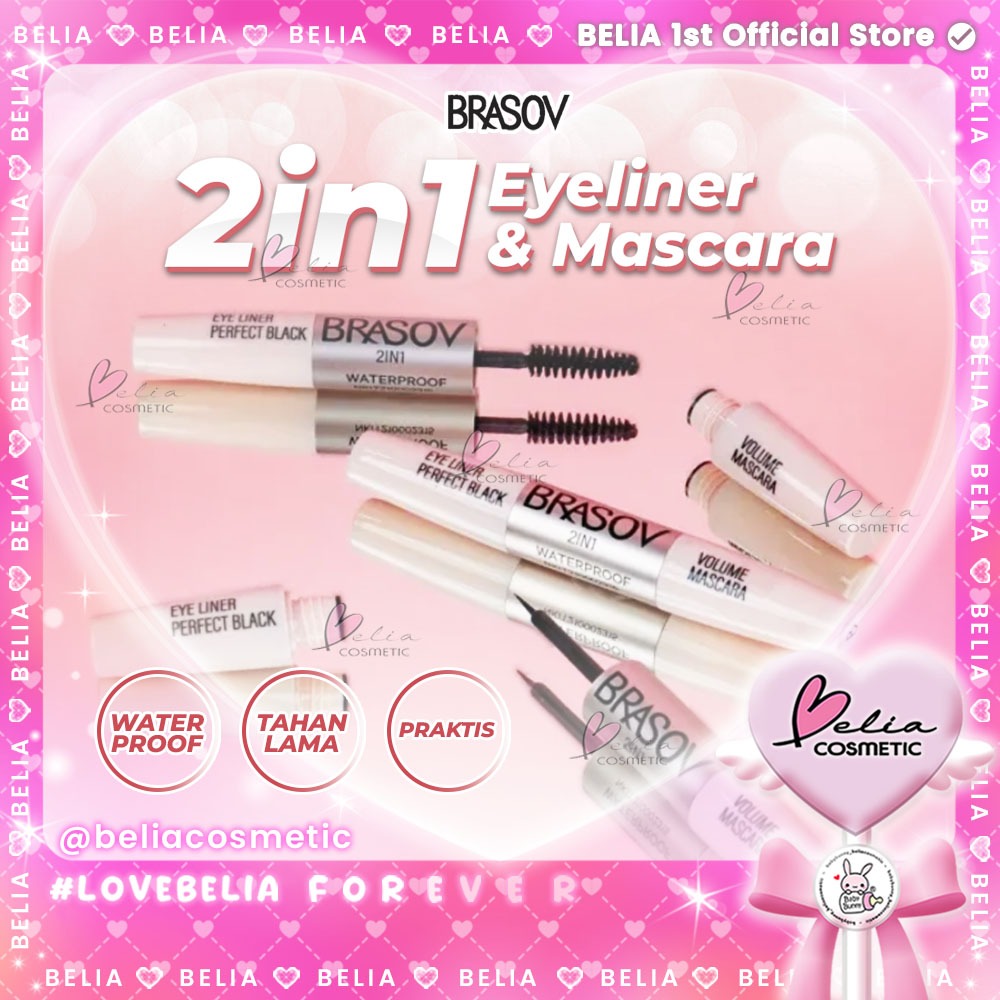Jual BELIA BRASOV 2IN1 Volume Mascara & Eyeliner Perfect Black ...