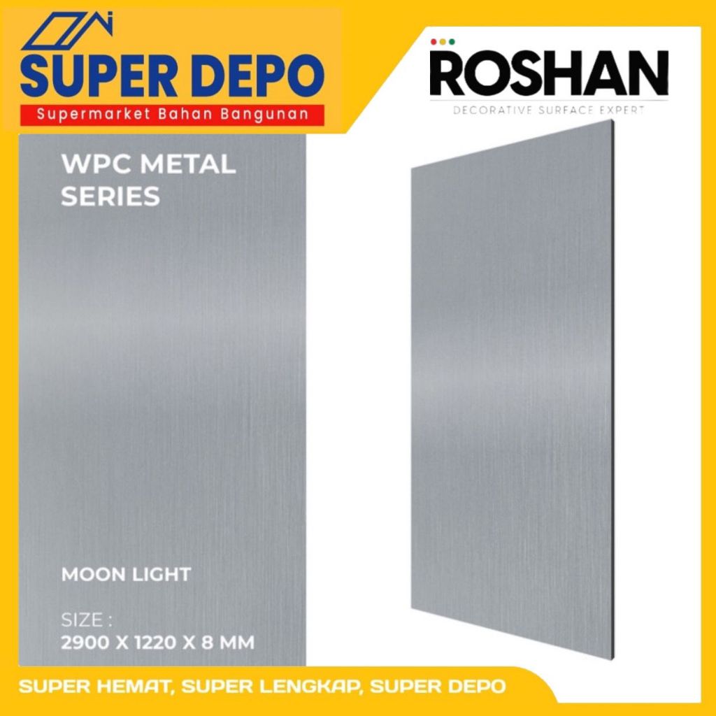 Jual WALL PANEL ROSHAN WPC METAL SERIES LIGHT SILVER-MOON LIGHT TX2065 ...
