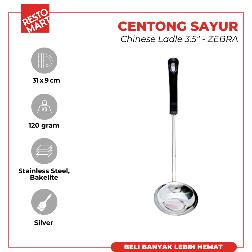 Jual Centong Sayur Profesional Stainless 304 / Chinese Ladle 3,5 ...