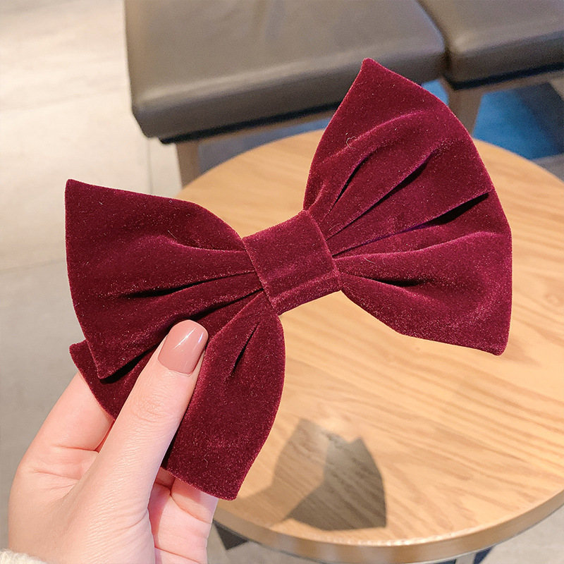 Jual Jepit Jepitan Wanita Pita Merah Hitam Velvet Satin - Korean Hair ...