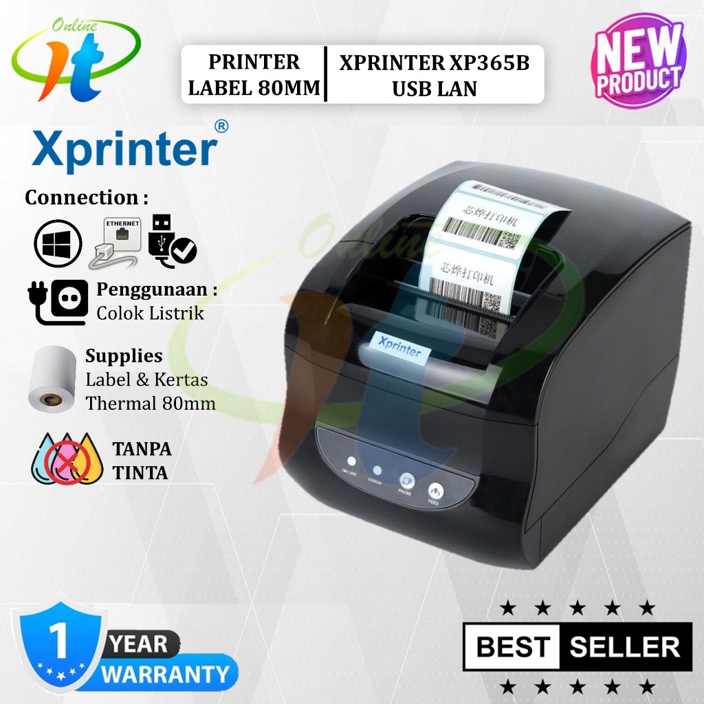 Jual Xprinter XP365B Printer Label Thermal 80mm Cetak Struk Resi Harga ...