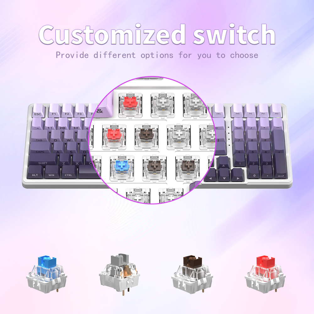 Jual ZIFRIEND ZT99 Gradient Purple Mechanical Gaming Keyboard White ...