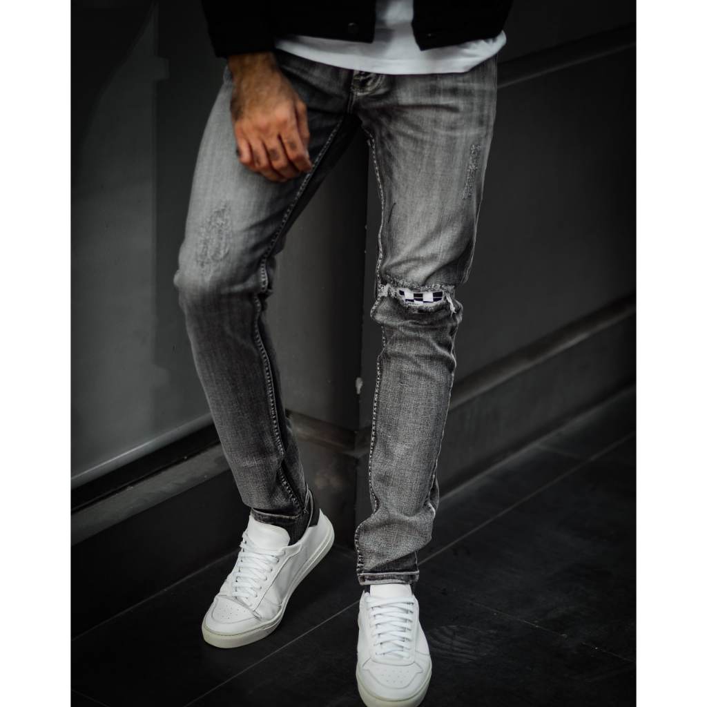 Jual Weird Jeans - Grey Chess S04 - Celana Jeans Panjang Pria Slimfit ...