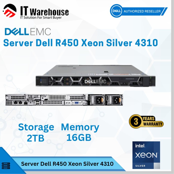 Jual Server Dell R450 Xeon Silver 4310 12 Core 2TB NL SAS PowerEdge ...