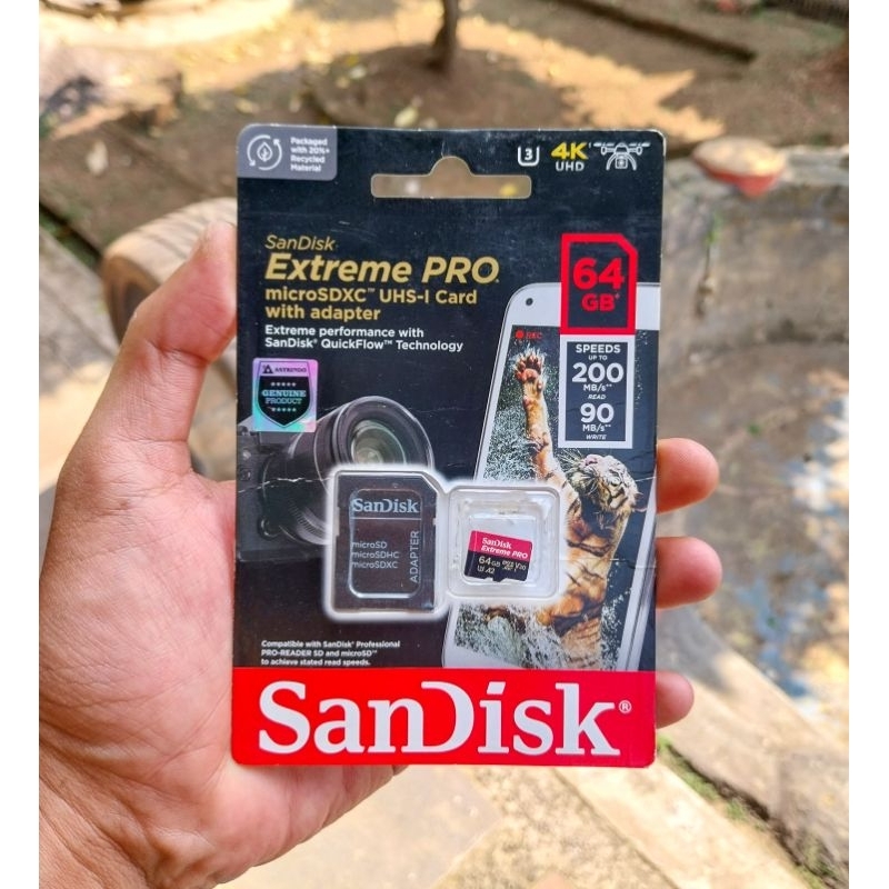 Jual Sandisk MicroSD Extreme Pro 64GB up to 200mbps UHD 4K + Adapter ...
