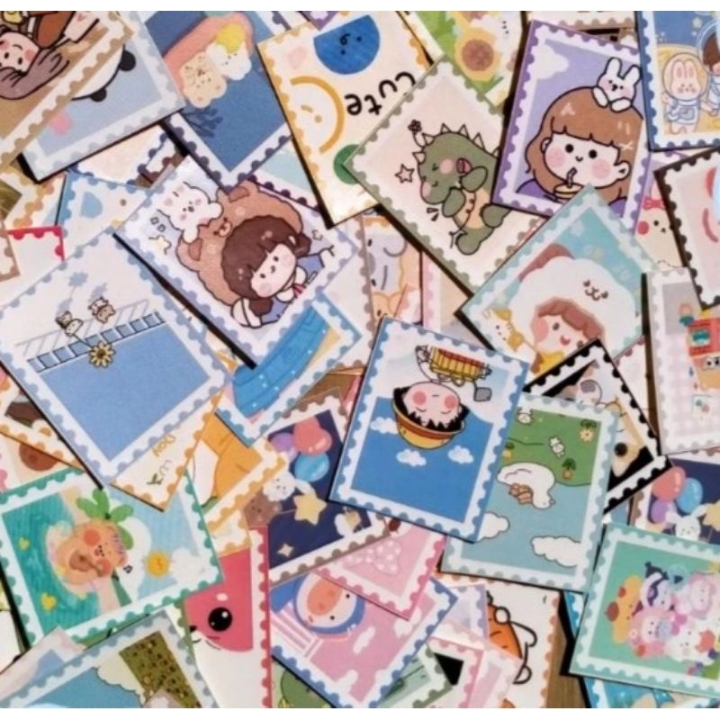 Jual stiker perangko stiker lucu stiker label stiker kawai freebies isi ...