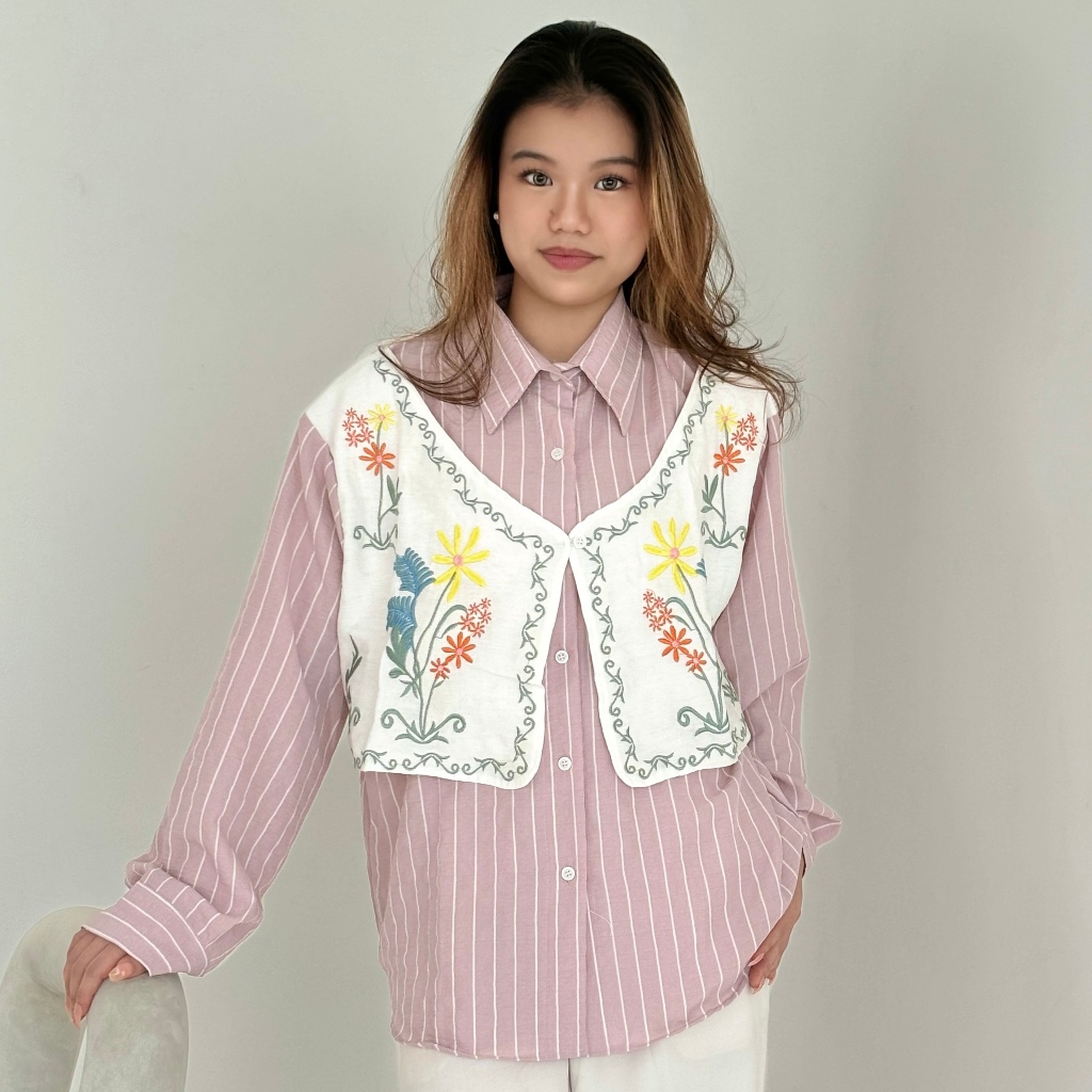 Jual UCME STUDIO - Blossom Oversized Vest Shirt / Blouse Casual Lengan ...