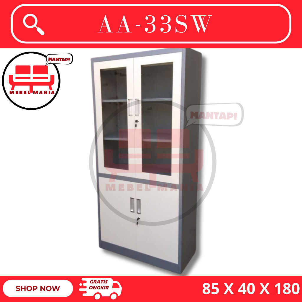 Jual Lemari Arsip Kaca Besi Swing AA-33SW - Lemari Arsip Besi - Lemari ...