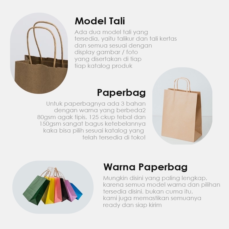 Jual (Talikur) Paper Bag Kado Putih All Size, Papper Bag Polos Warna ...